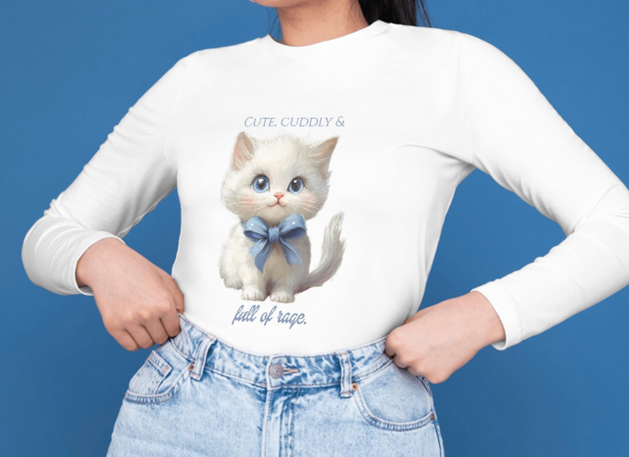 Coquette Cat PNG Vintage Cat SVG Retro White Cat With Bow T-shirt ...