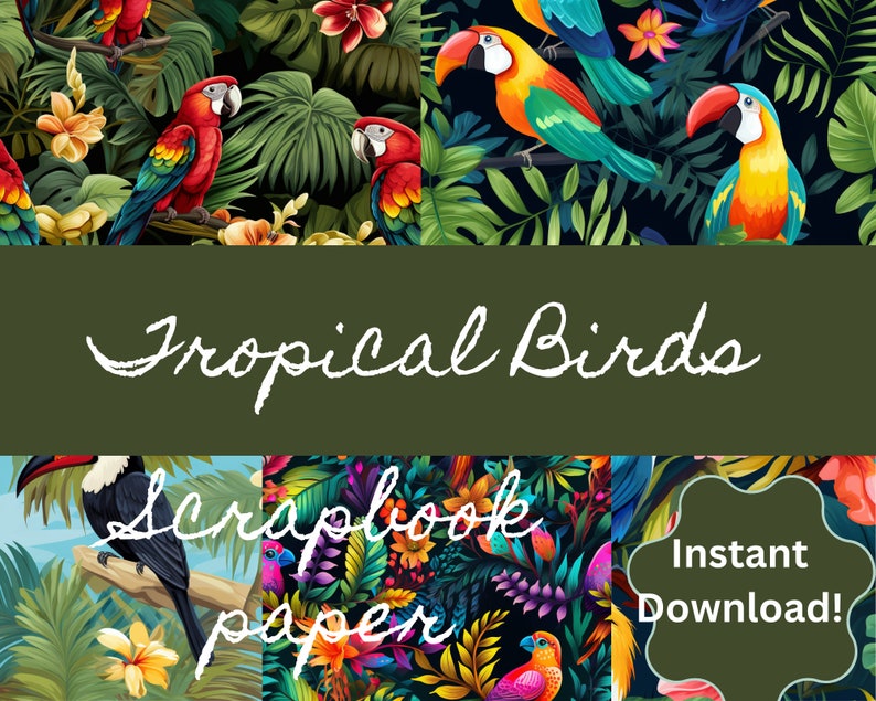 Tropical Bird Rainforest Digital Download Patterns for Scrapbooking ...
