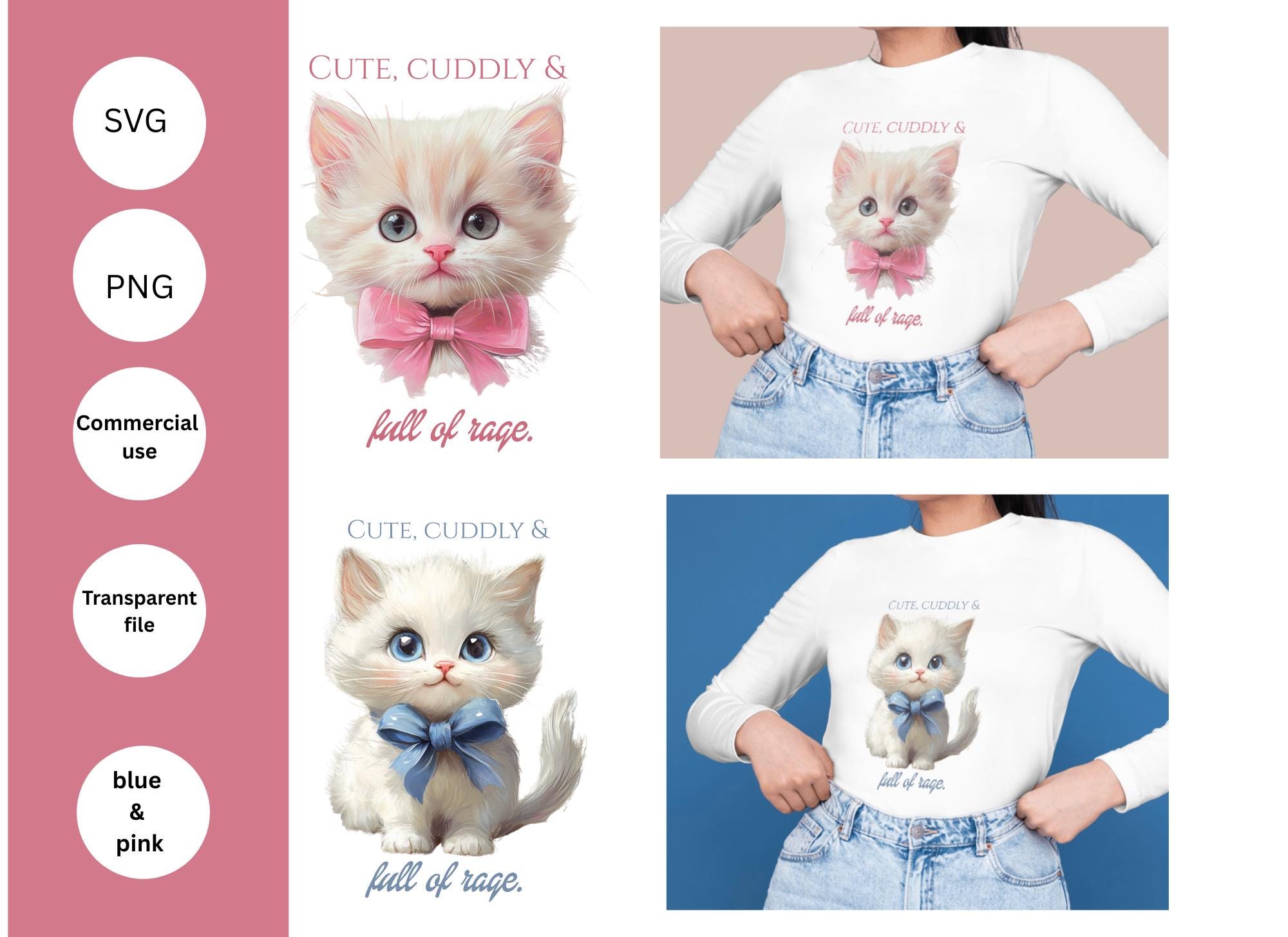 Coquette Cat PNG Vintage Cat SVG Retro White Cat With Bow T-shirt ...