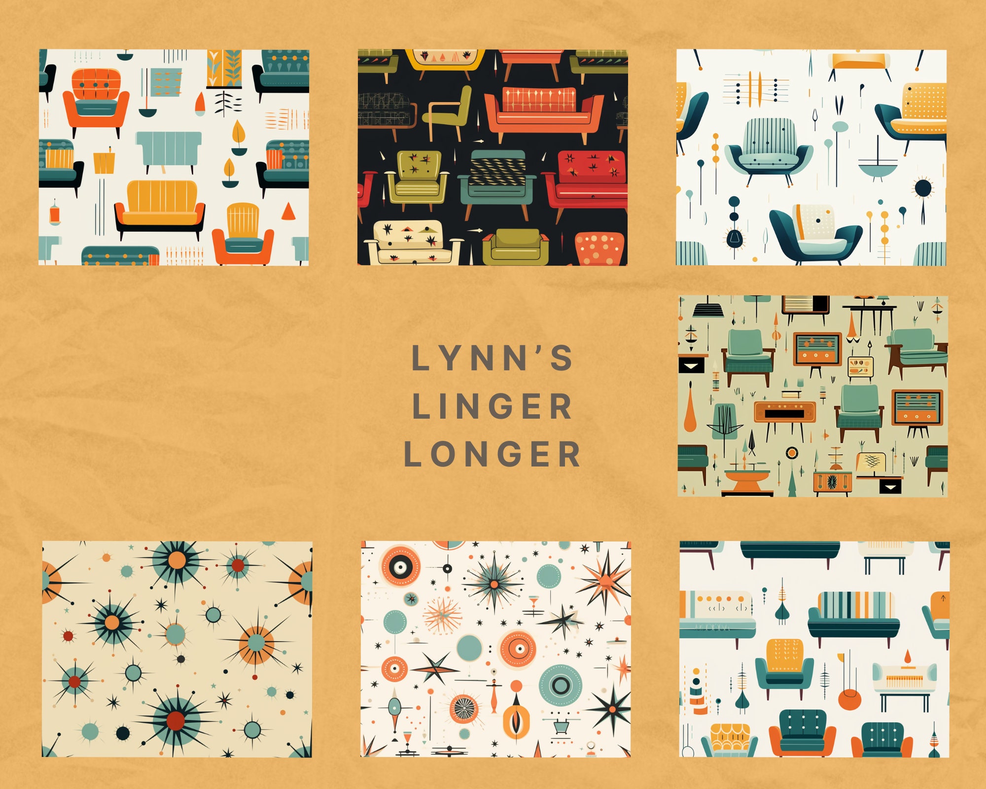 12 Mid-century Modern Furniture Patterns for Scrapbooking and Junk ...