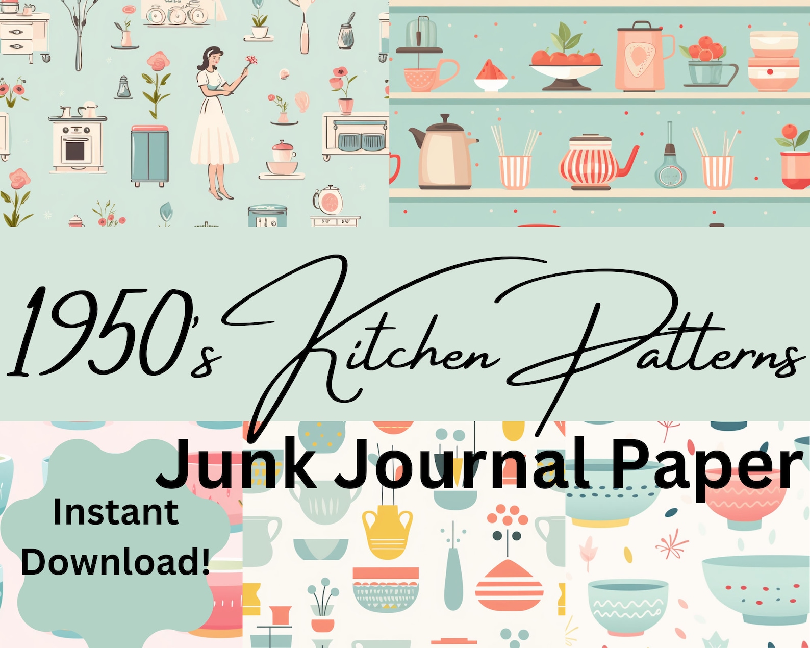 1950s Kitchen Pattern Collection Digital Download of 25 Vintage ...