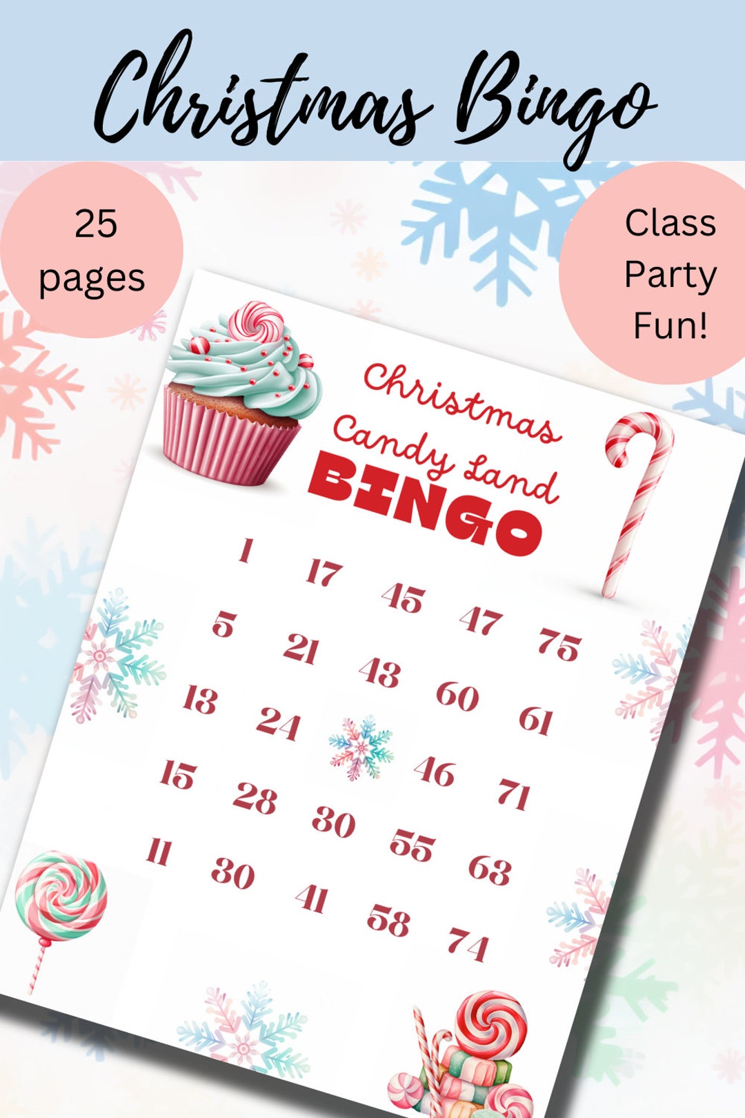 Christmas Candy Land Edition BINGO for 25 Festive Players! Perfect for ...