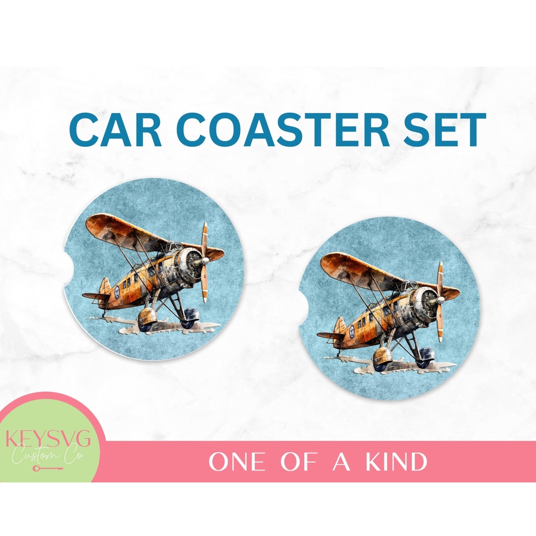 Aviation Car Coasters, Classic Airplane Coasters, Pack of 2 Coasters ...