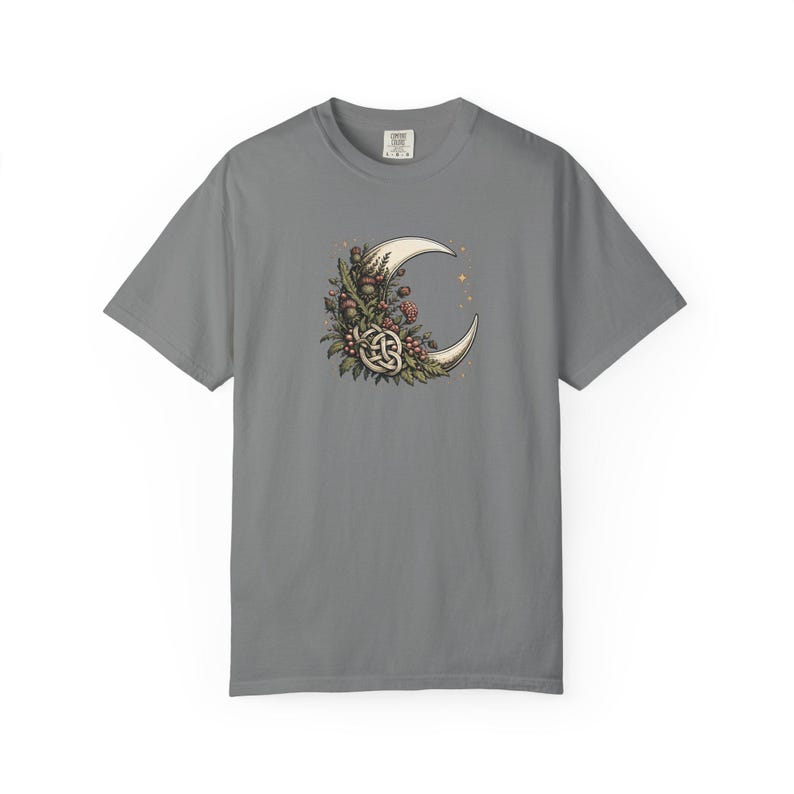 Viking Moon T-shirt, Crescent Moon Tee, Thistle Floral Design ...