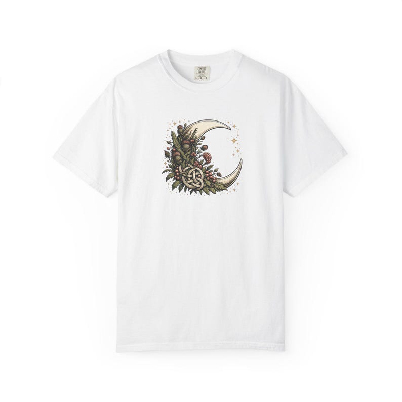 Viking Moon T-shirt, Crescent Moon Tee, Thistle Floral Design ...