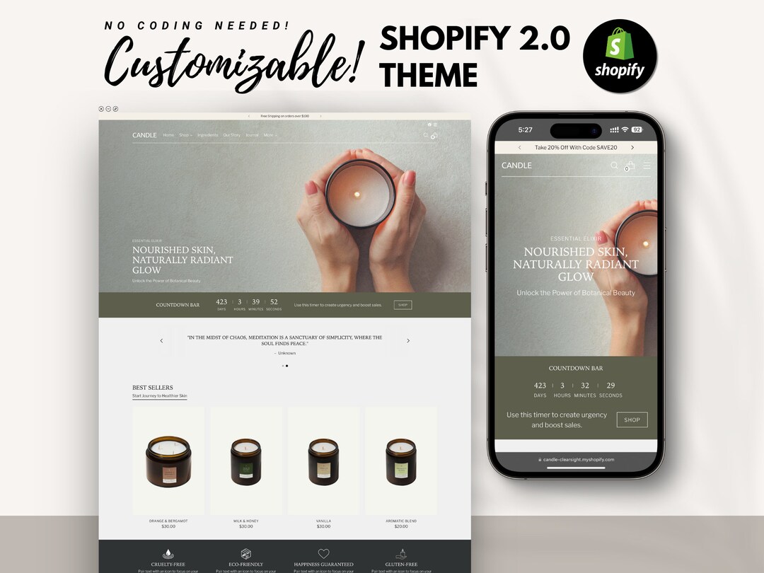 Shopify Template Candle Store Essential Oils Website - Etsy