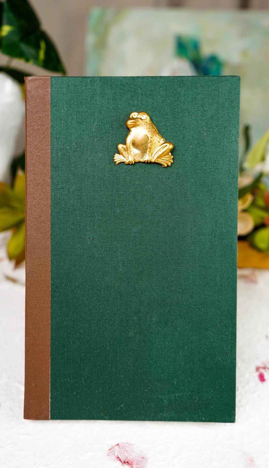 Golden Frog Journal, Green Handmade Sketchbook, Unlined Blank Paper ...