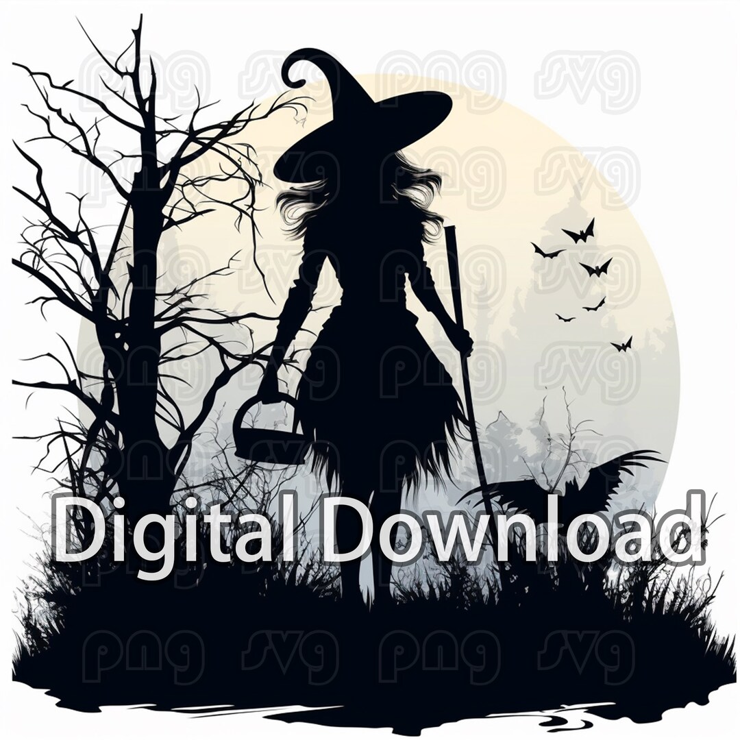 Halloween Witch Pattern Design PNG File Instant Digital - Etsy