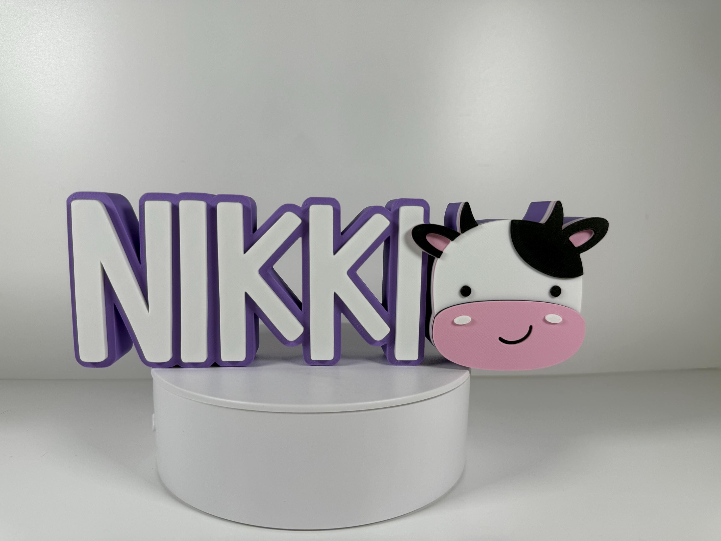 Personalized Desk Name Plate, Baby Cow Face Name Plate, Teacher Name ...