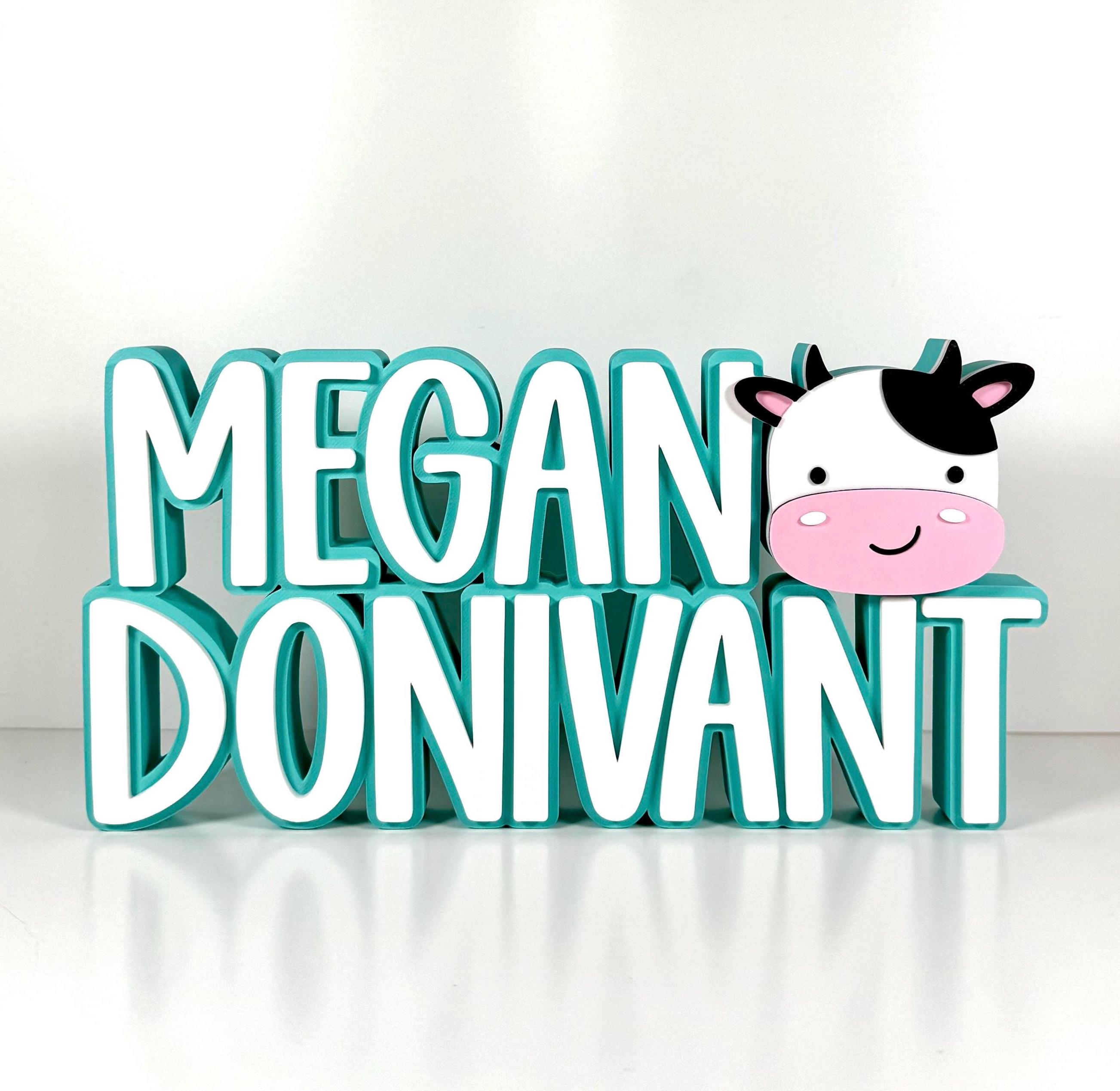 Personalized Desk Name Plate, Baby Cow Face Name Plate, Teacher Name ...