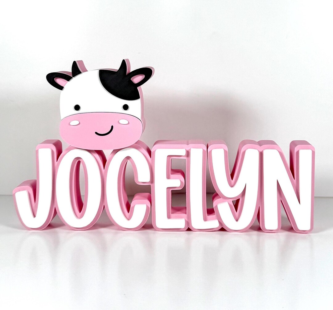 Personalized Desk Name Plate, Baby Cow Face Name Plate, Teacher Name ...