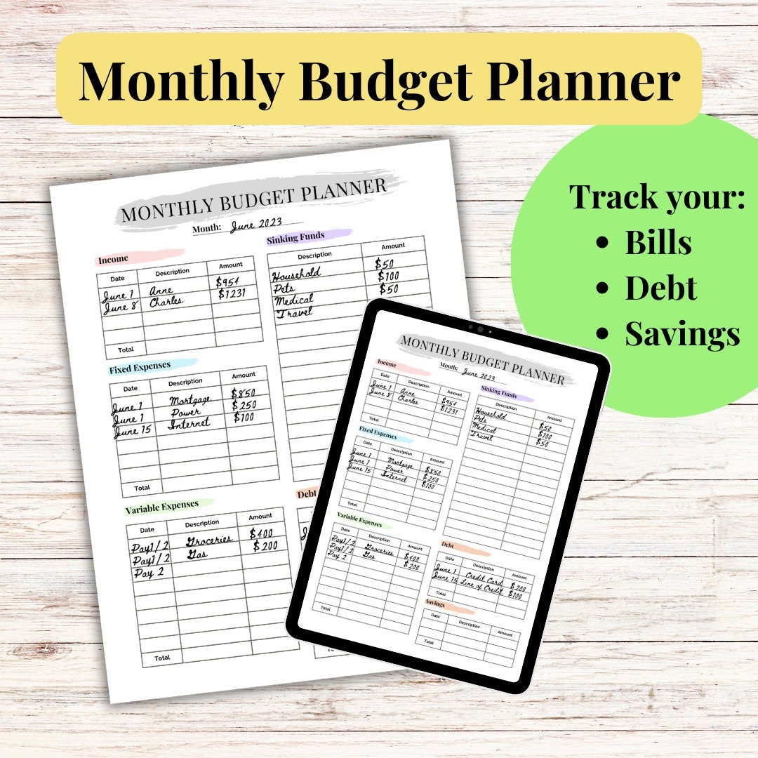 Monthly Budget Planning Sheet - Printable and Digital Download for ...