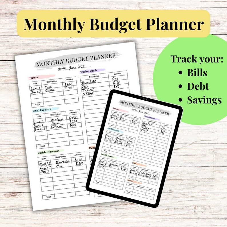 Monthly Budget Planning Sheet - Printable and Digital Download for ...