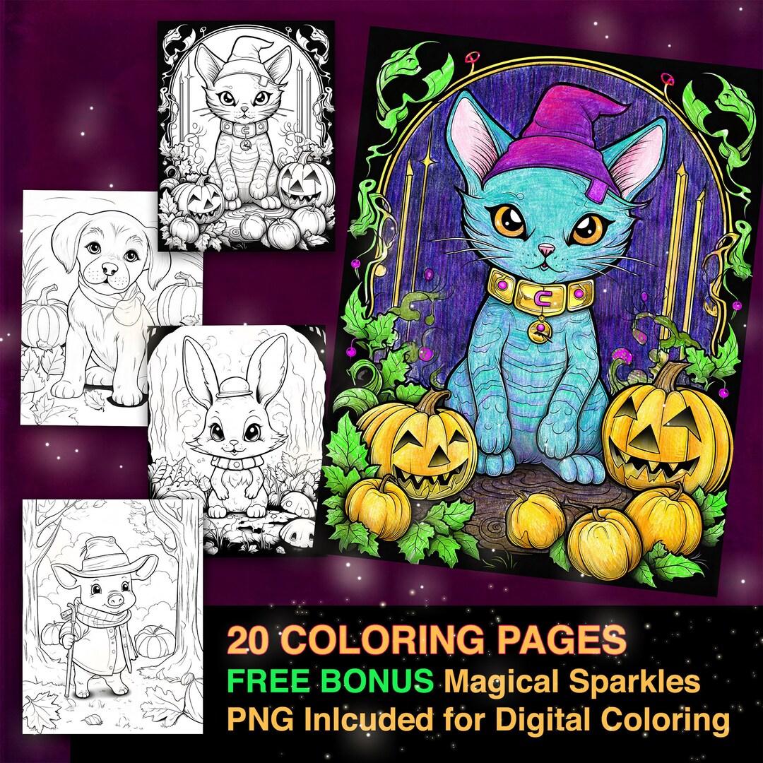 Halloween Coloring Book Pages for Children and Adults, Printable Pdf ...