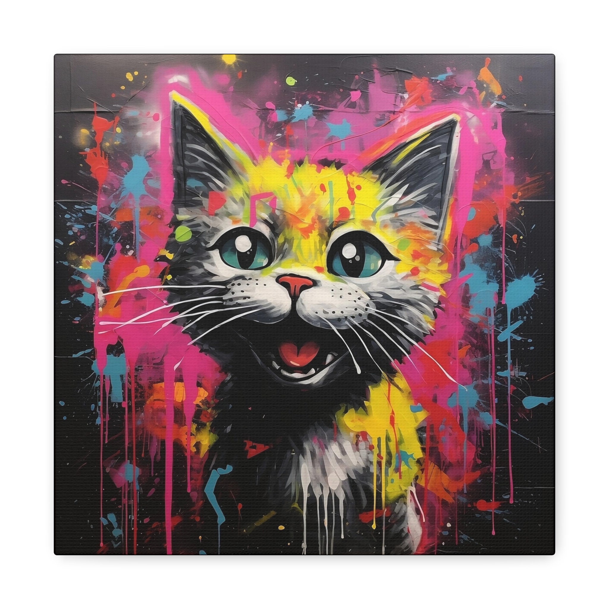 Kitten Art Canvas Print Cat Wall Art Print of Red Cat Oil Painting Gift ...