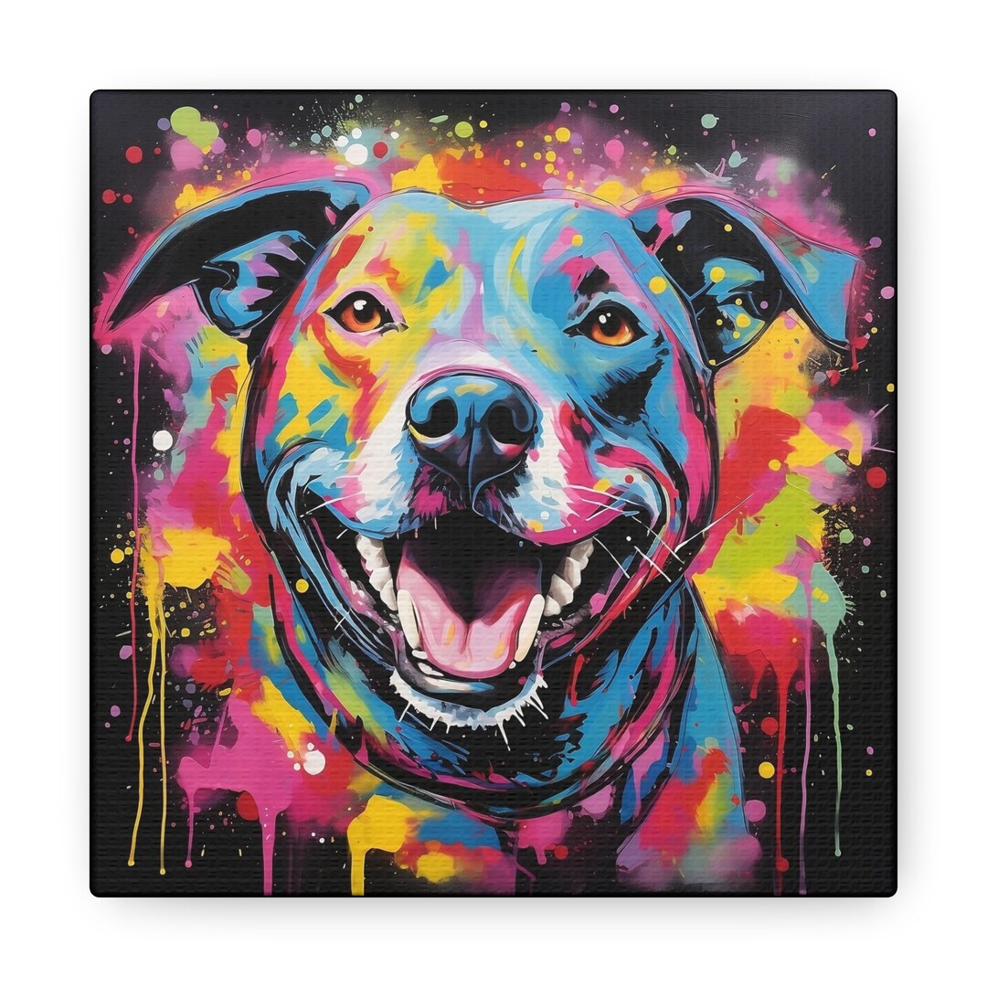 Pitbull Wall Art Print Pitbull Dog Art Canvas Gift for Dog Person ...
