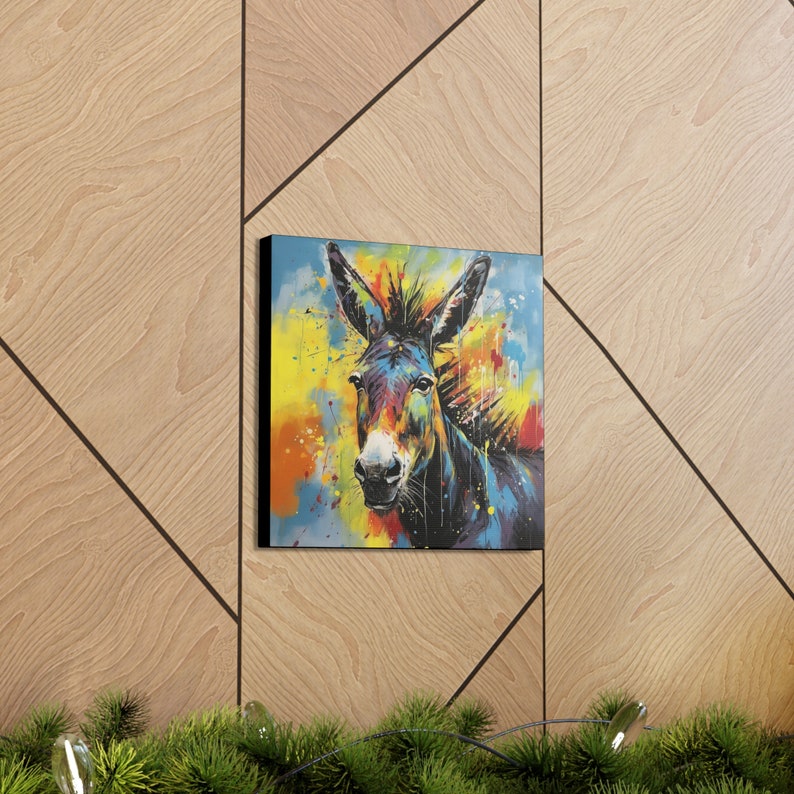 Donkey Art Canvas Print Farmhouse Animal Oil Painting Farm Animal Wall ...