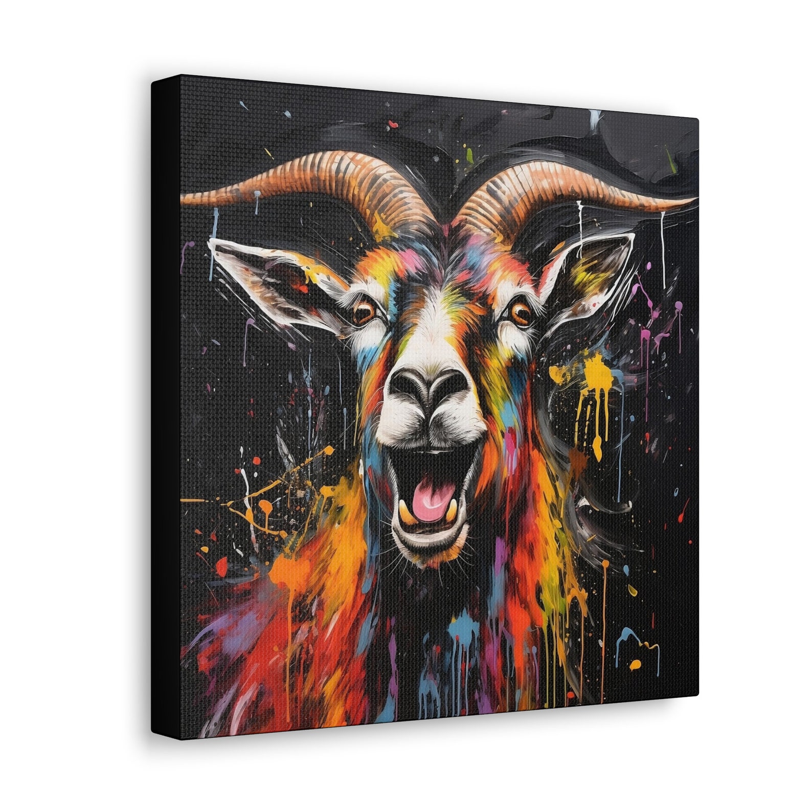 Goat Art Print Canvas Colorful Goat Wall Art Farm Animal Print Vegan ...