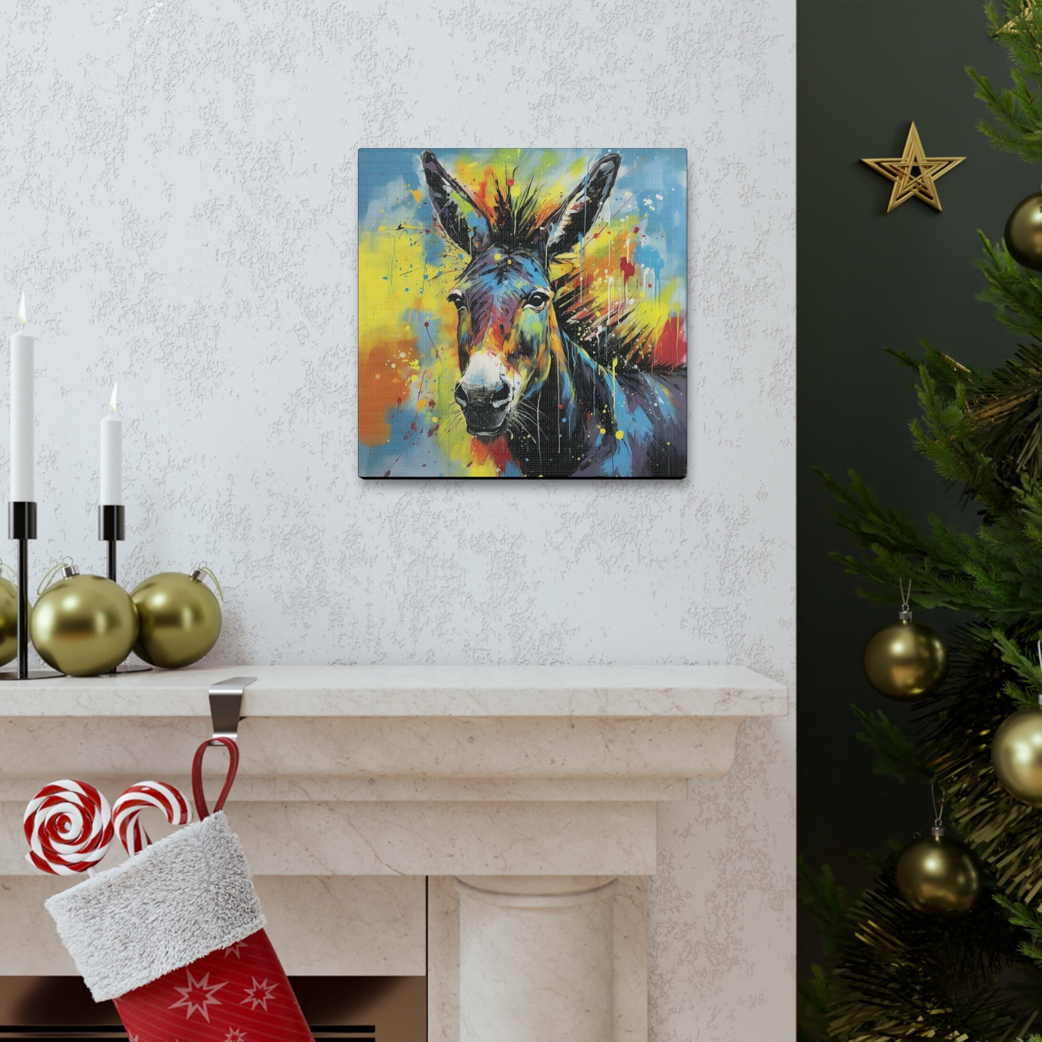 Donkey Art Canvas Print Farmhouse Animal Oil Painting Farm Animal Wall ...