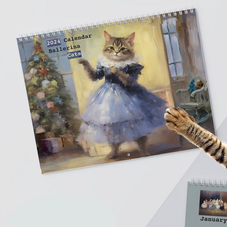 Vintage Cat Wall Calendar 2024, 2024 Prima Ballerina Cat Calendar, 2024 ...