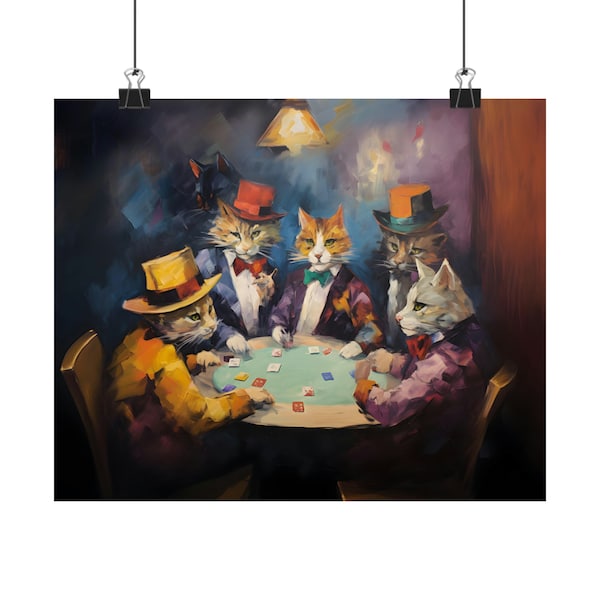 Cat Playing Card Poster - Etsy
