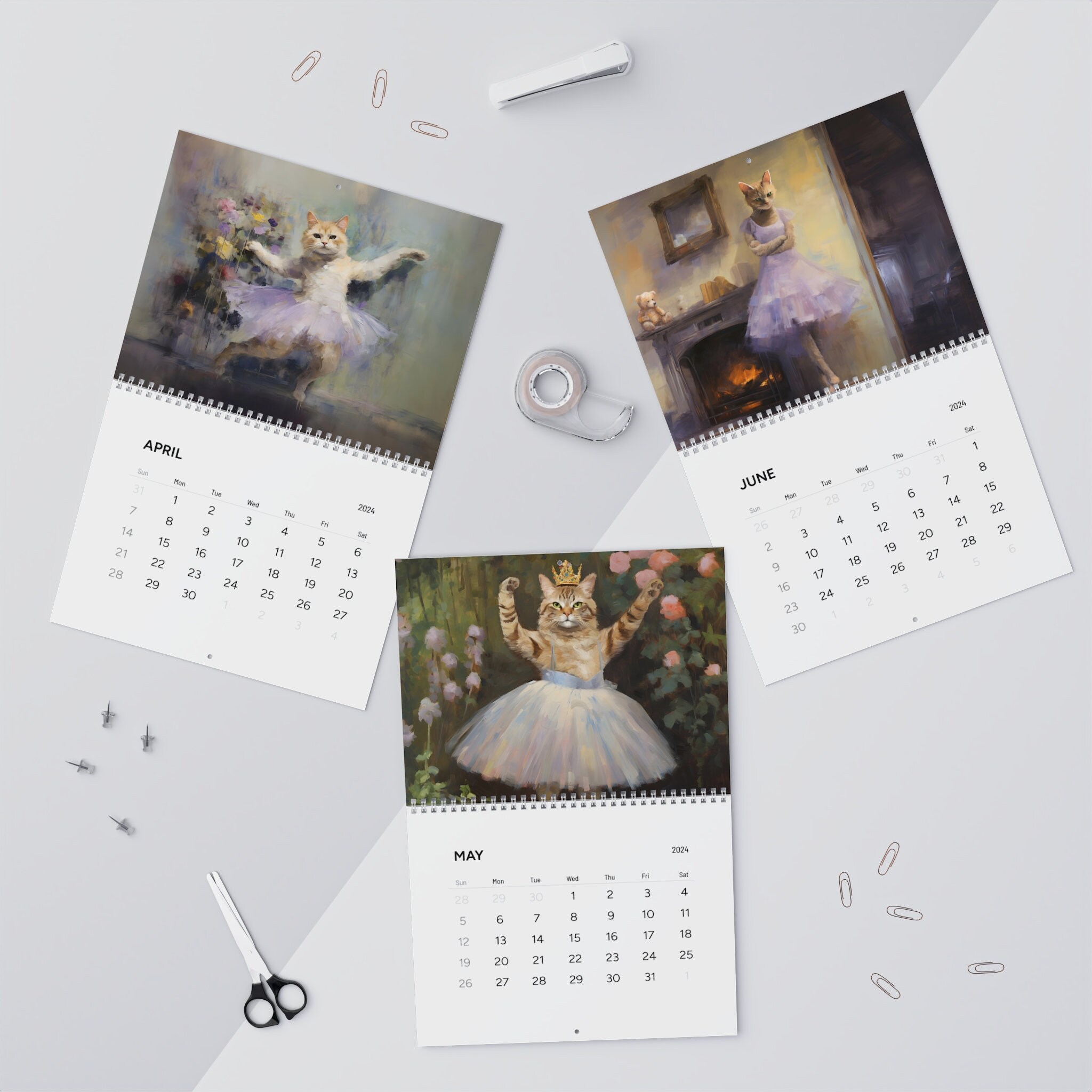 Vintage Cat Wall Calendar 2024, 2024 Prima Ballerina Cat Calendar, 2024 ...