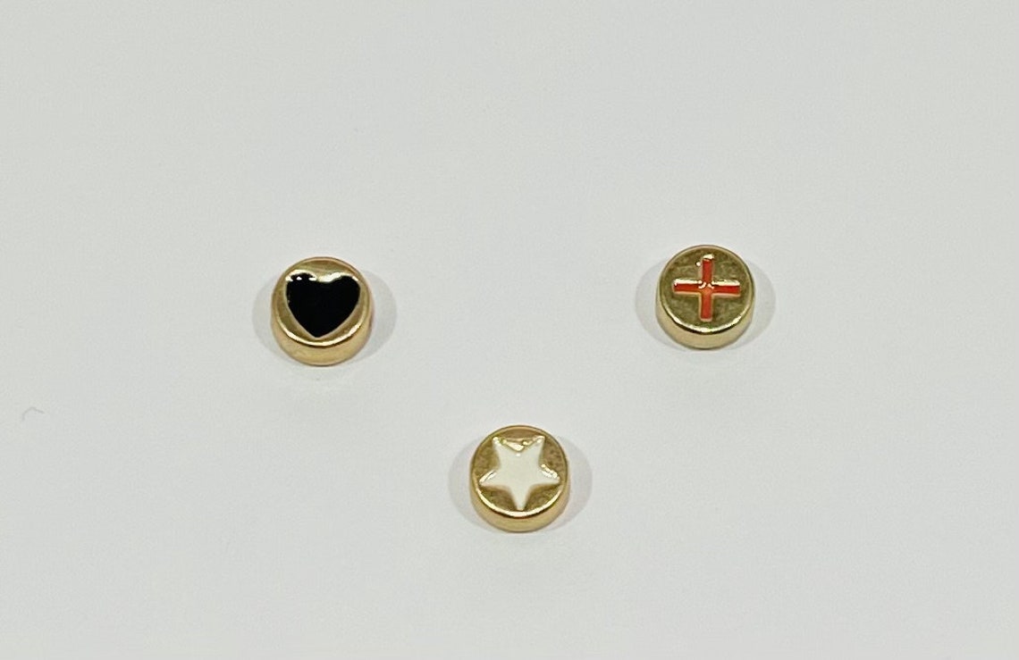 Gold Enamel Colorful Letter Beads, Gold Lined Letter Beads, Number ...