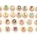 Gold Enamel Colorful Letter Beads, Gold Lined Letter Beads, Number ...