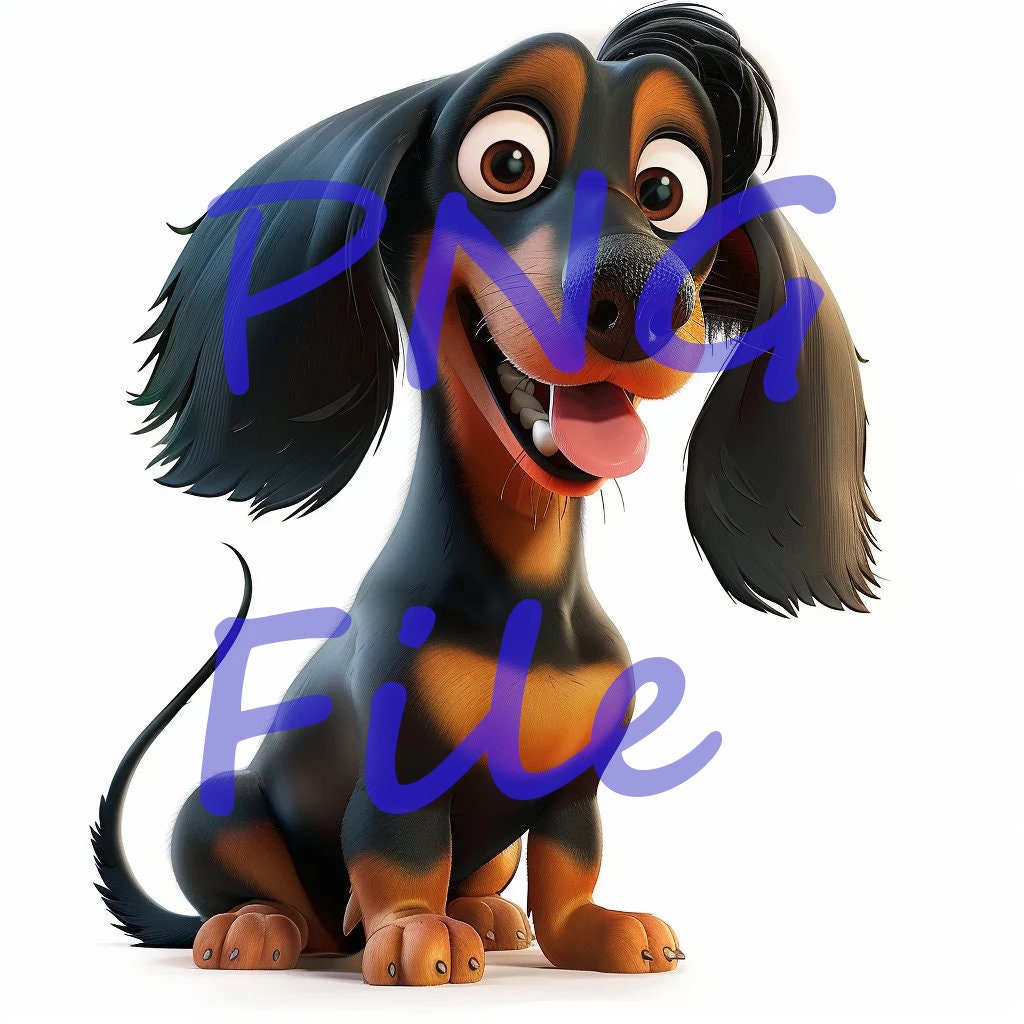 Whimsical Animation Style Dog Clipart Graphics Cartoon Dog PNG Files - Etsy