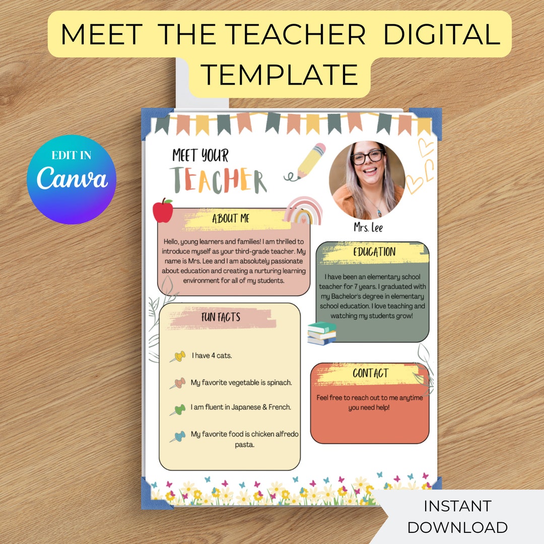 Modern Meet the Teacher Digital Template Teacher Resources - Etsy