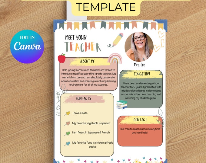 Modern Meet the Teacher Digital Template, Teacher Resources for Back to ...