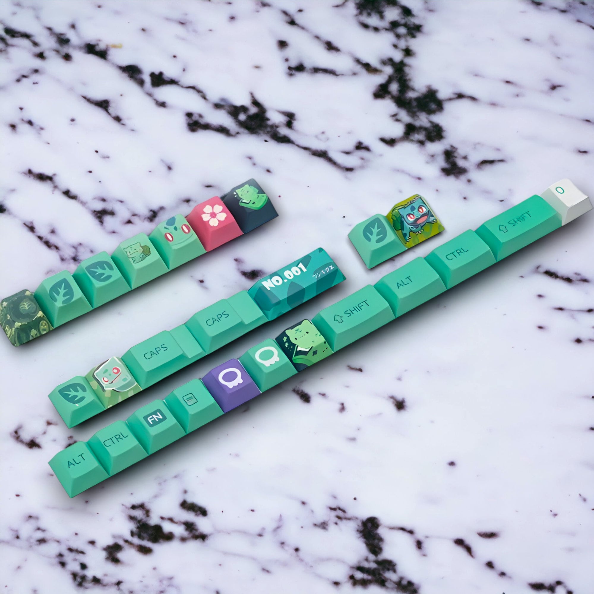 Bulbasaur Pokemon Keycaps Set, Cute Japanese Anime Theme Gaming Keycaps ...
