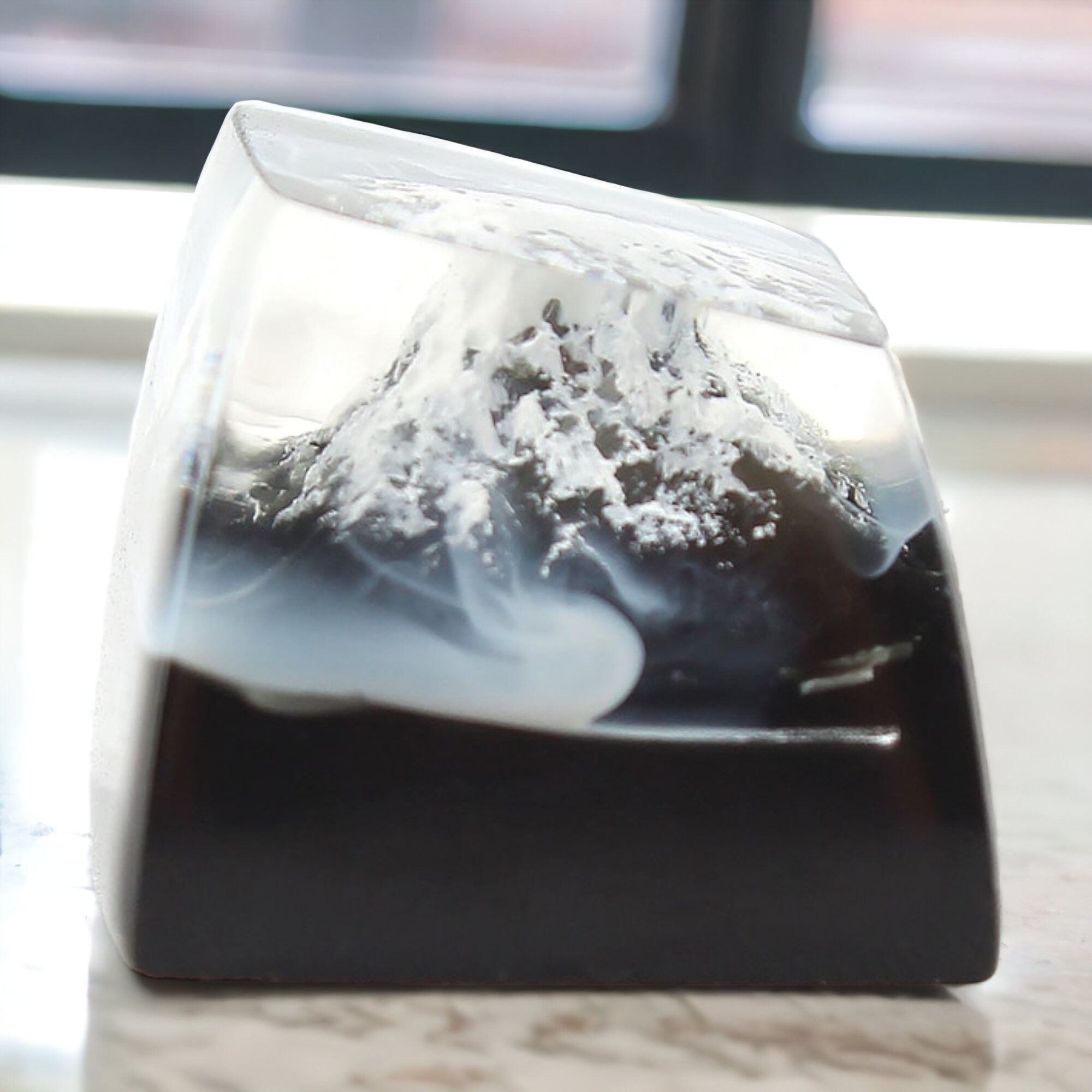 Snowy Mountain Resin Keycap, 3D Landscape Icy Mountain Range Summit ...