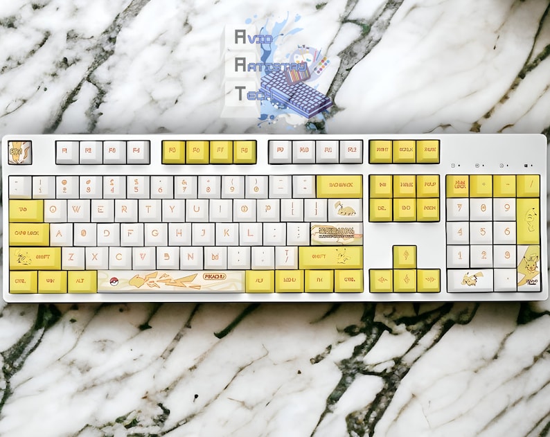Pikachu Pokemon Keycaps Set, Cute Japanese Anime Theme Inspired Gaming ...