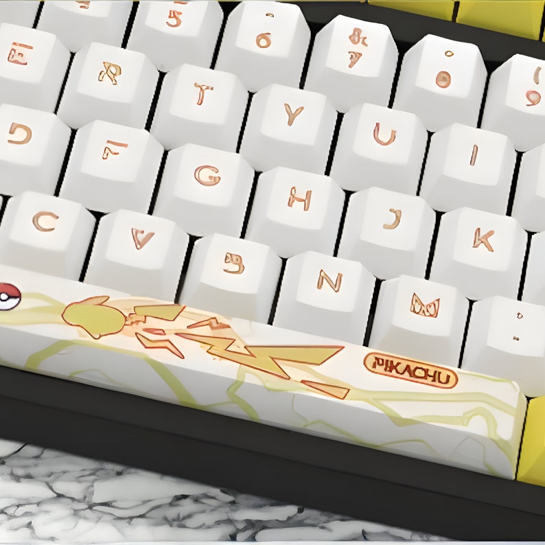Pikachu Pokemon Keycaps Set, Cute Japanese Anime Theme Inspired Gaming ...