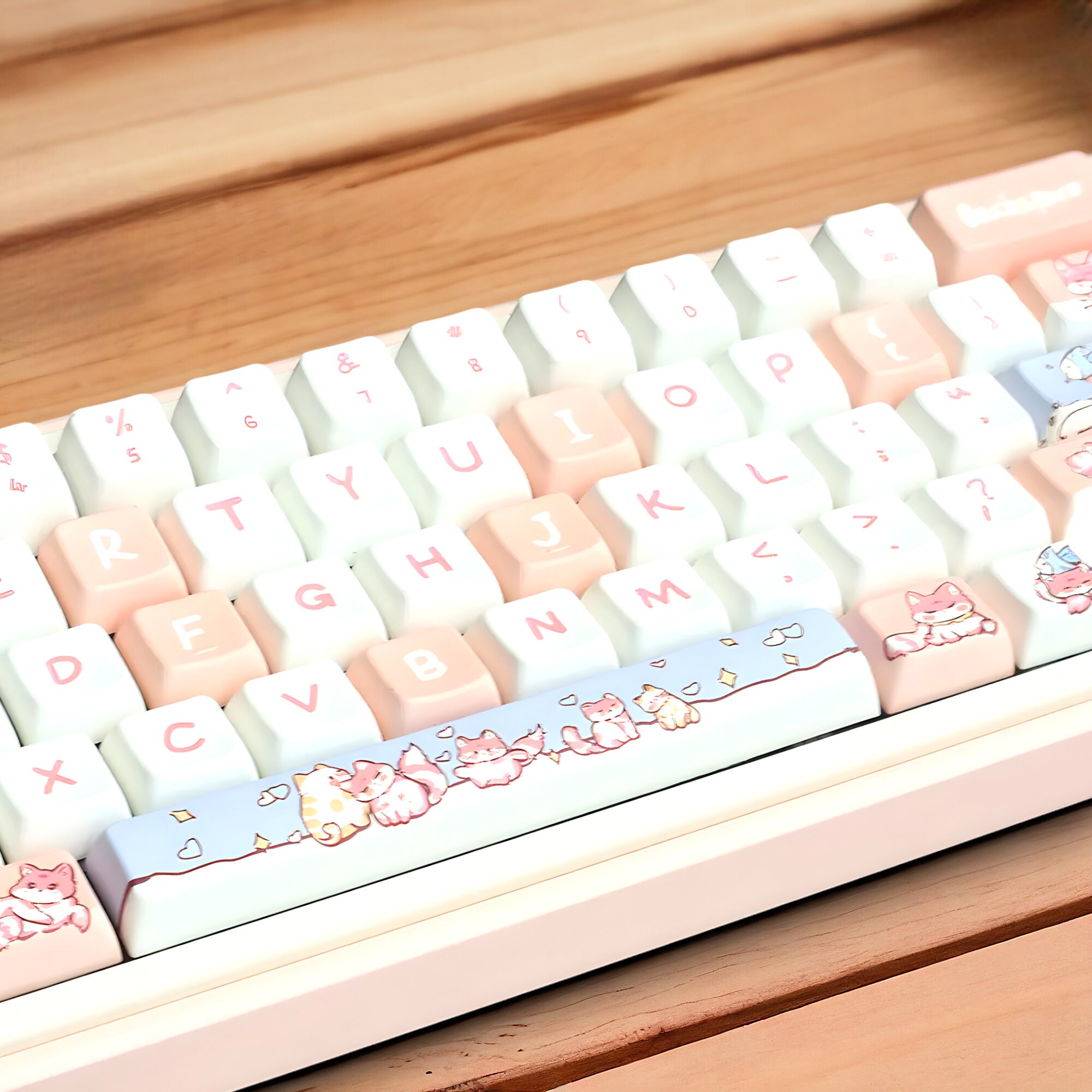 Cartoon Cat Keycap Set, Fun Colorful Unique Cute Kitty Feline Kitten ...