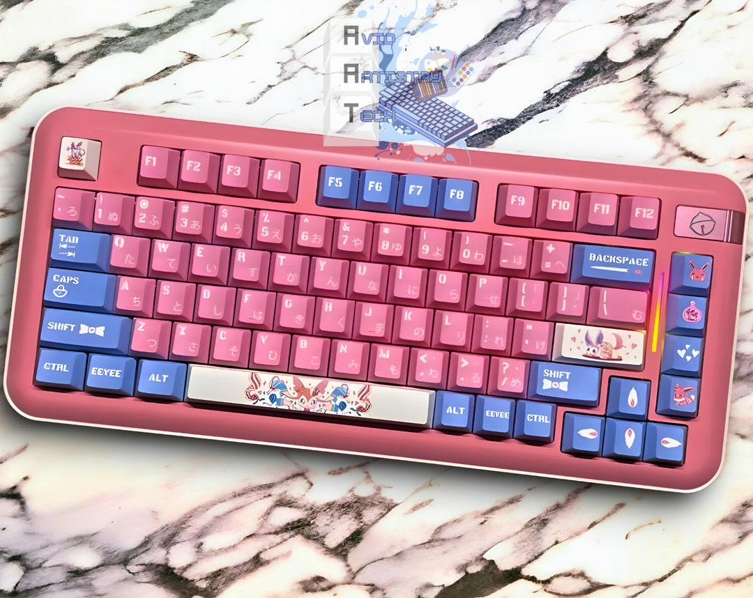 Eevee Pokemon Keycaps Set, Cute Japanese Anime Theme Inspired Gaming ...