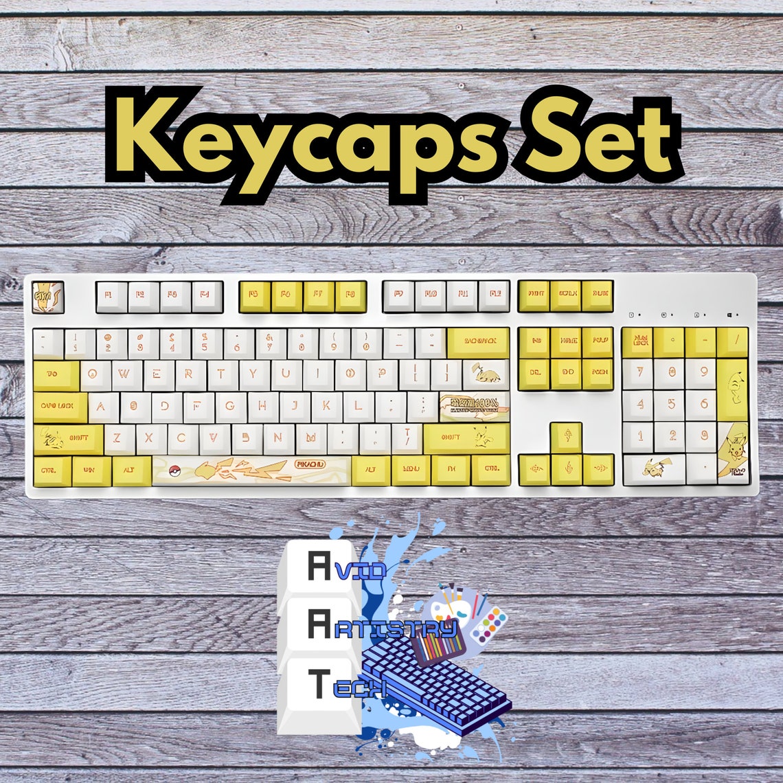 Pikachu Pokemon Keycaps Set, Cute Japanese Anime Theme Inspired Gaming ...