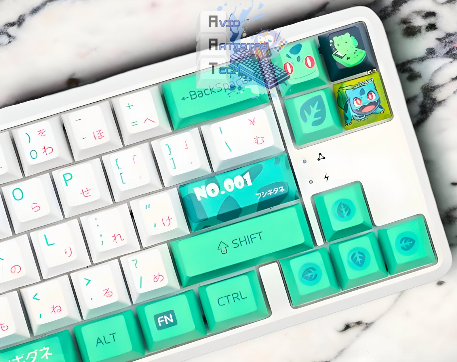 Bulbasaur Pokemon Keycaps Set, Cute Japanese Anime Theme Gaming Keycaps ...