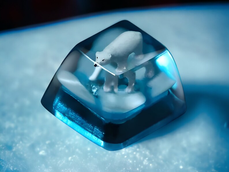 Polar Bear Keycap, Glacier Snow Mountain Winter North Pole Animal ...
