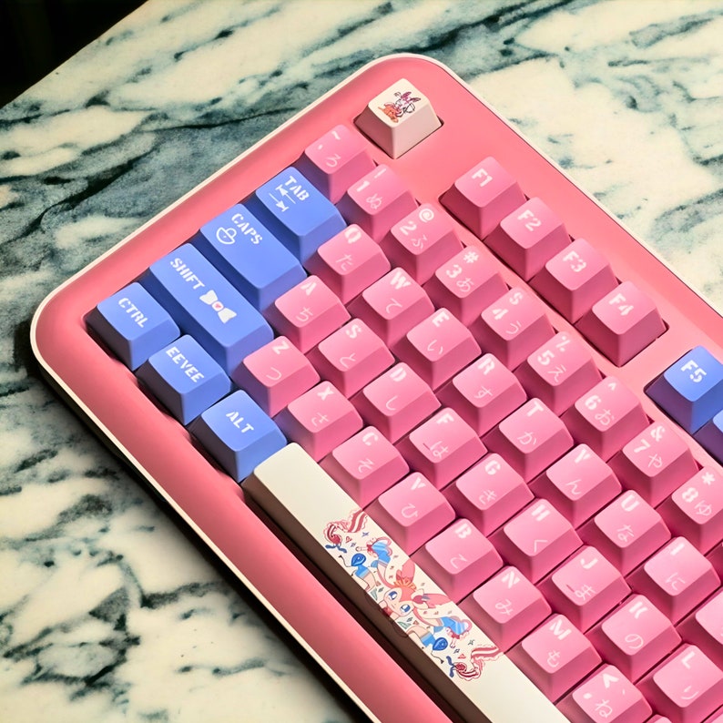 Eevee Pokemon Keycaps Set, Cute Japanese Anime Theme Inspired Gaming ...