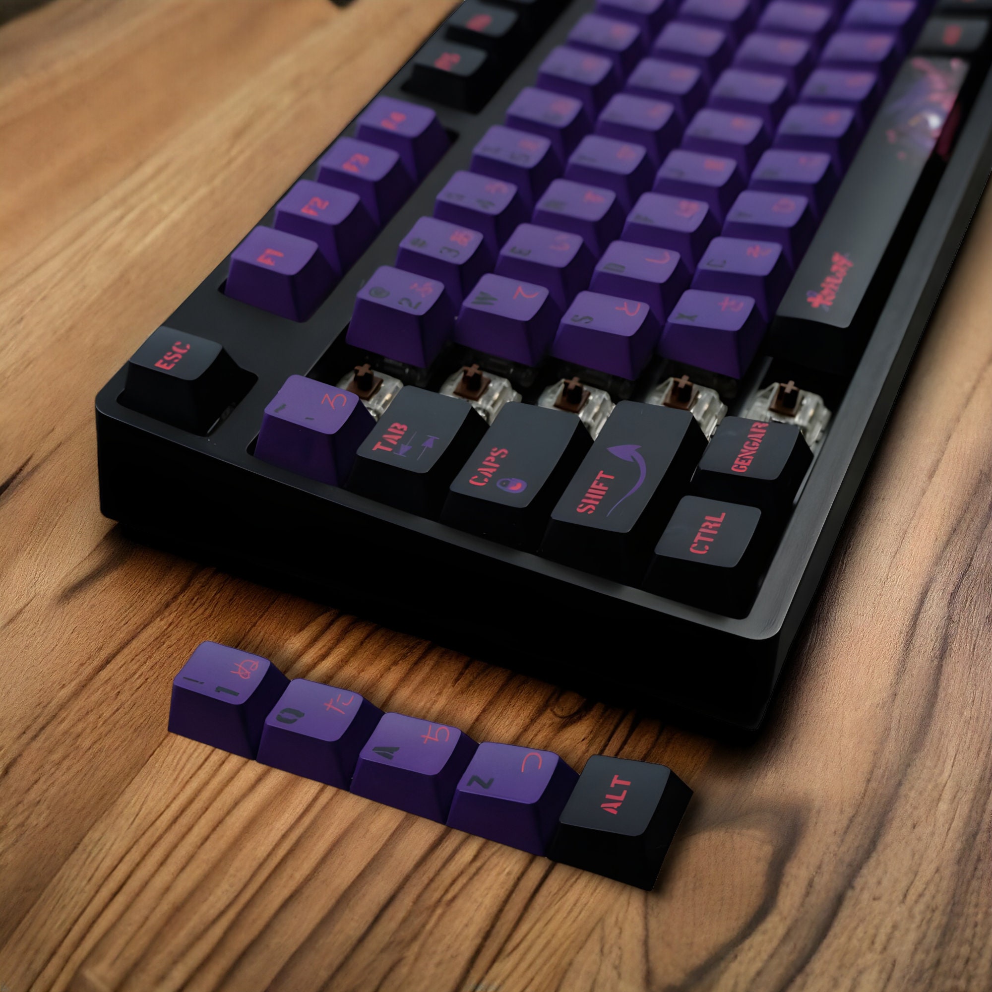 Gengar Pokemon Keycaps Set, Cute Japanese Anime Theme Inspired Gaming ...