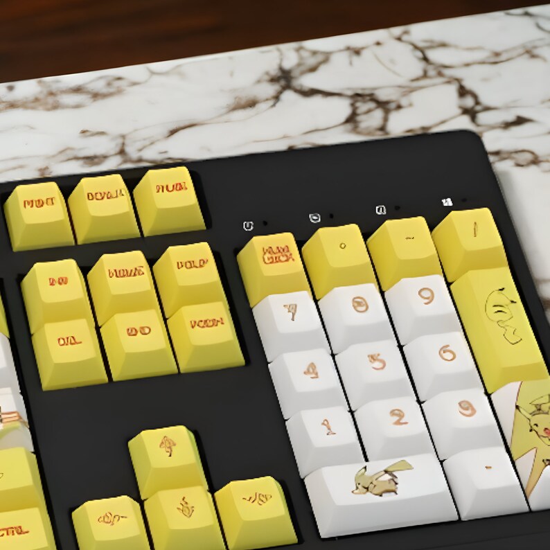 Pikachu Pokemon Keycaps Set, Cute Japanese Anime Theme Inspired Gaming ...