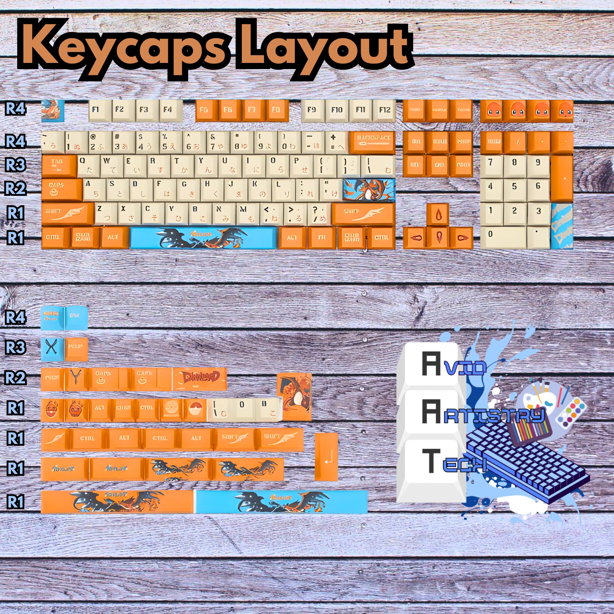 Charizard Pokemon Keycaps Set Cute Japanese Anime Theme - Etsy