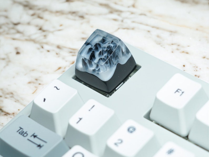 Cloudy Mountains Resin Keycap, 3D Nature Landscape Summit Alps Foggy ...