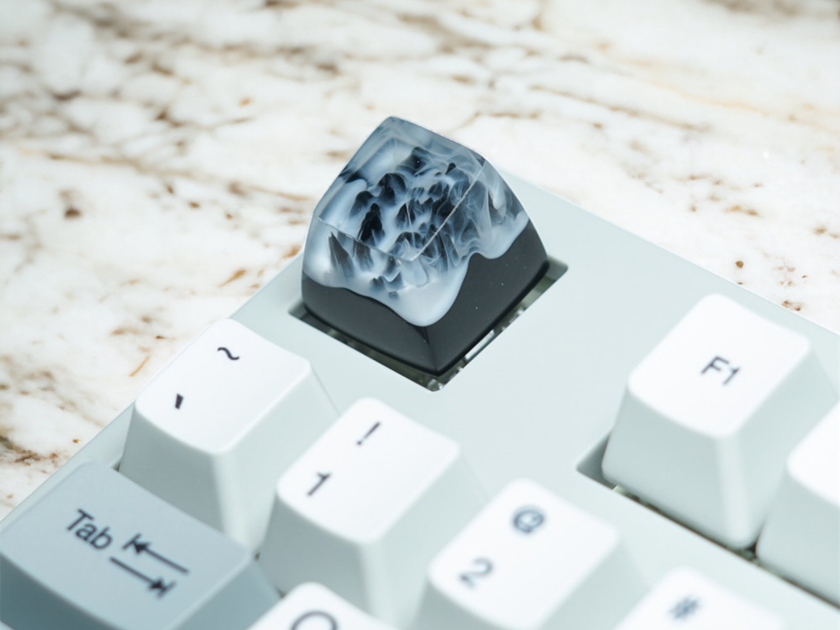 Cloudy Mountains Resin Keycap, 3D Nature Landscape Summit Alps Foggy ...