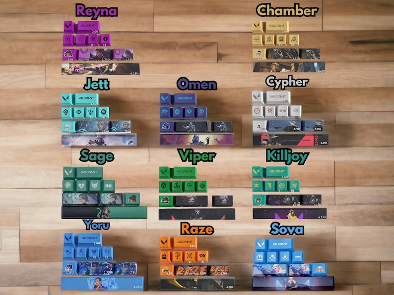 Valorant Keycaps, Reyna Chamber Jett Omen Cypher Sage Viper Killjoy ...