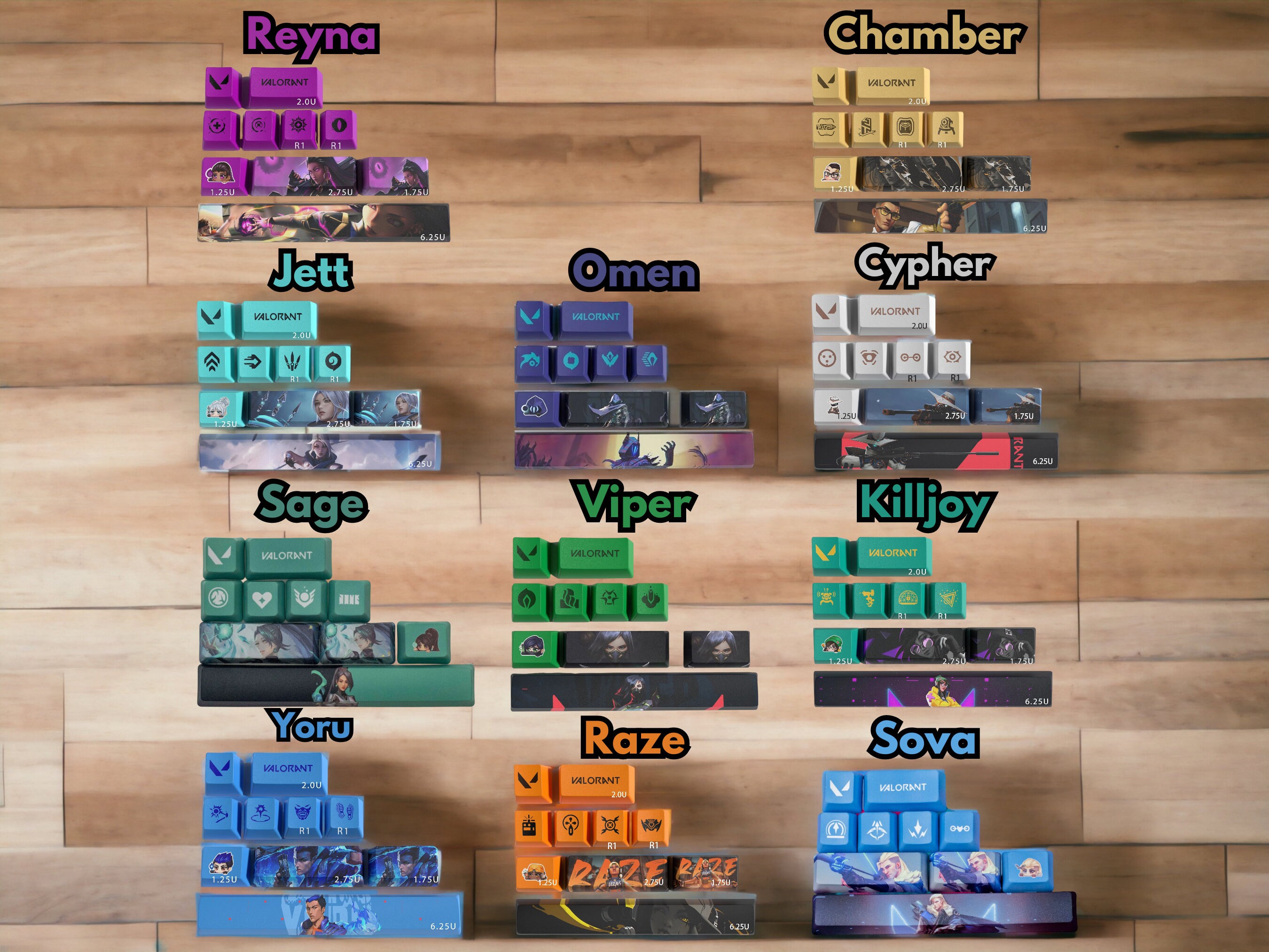Valorant Keycaps, Reyna Chamber Jett Omen Cypher Sage Viper Killjoy ...