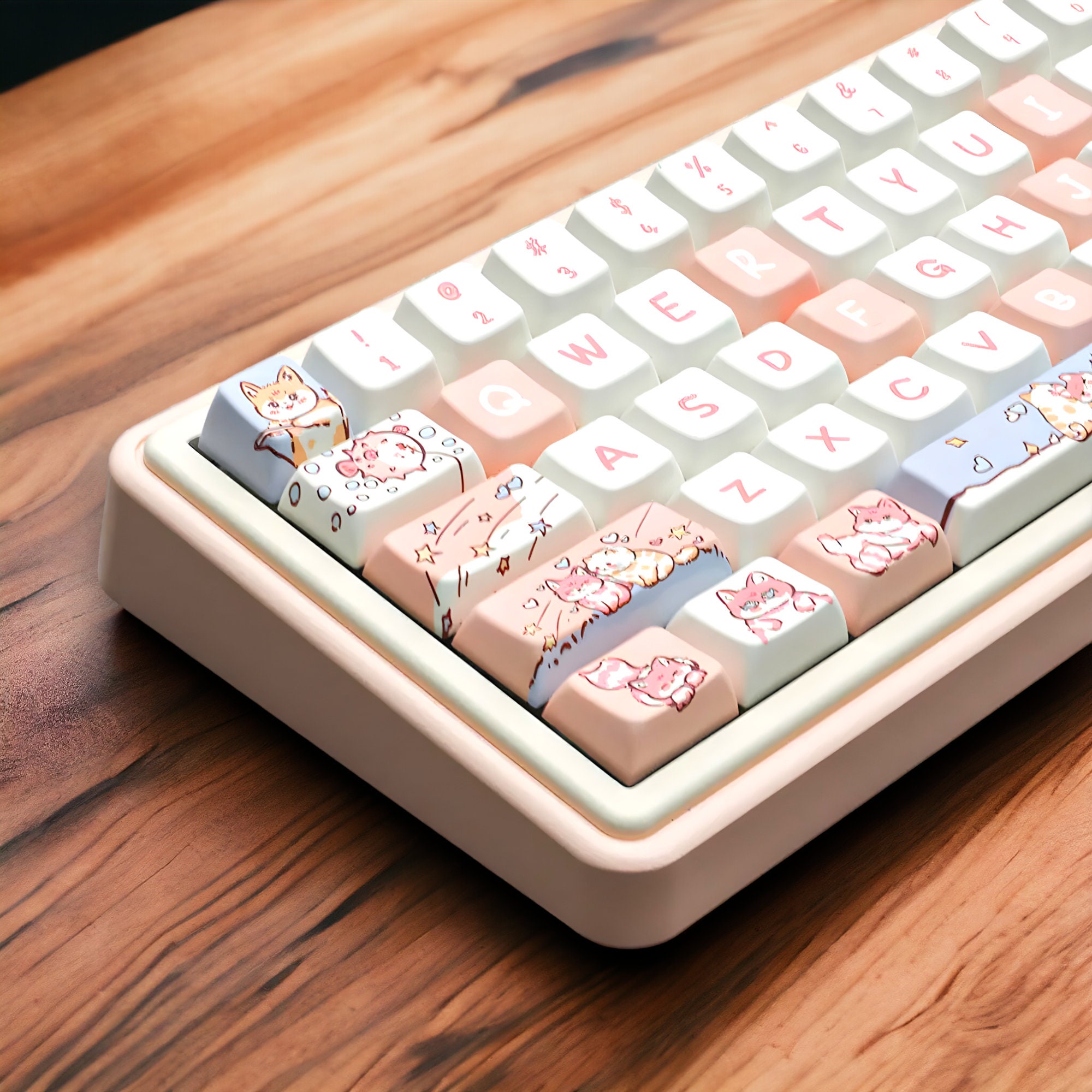 Cartoon Cat Keycap Set, Fun Colorful Unique Cute Kitty Feline Kitten ...