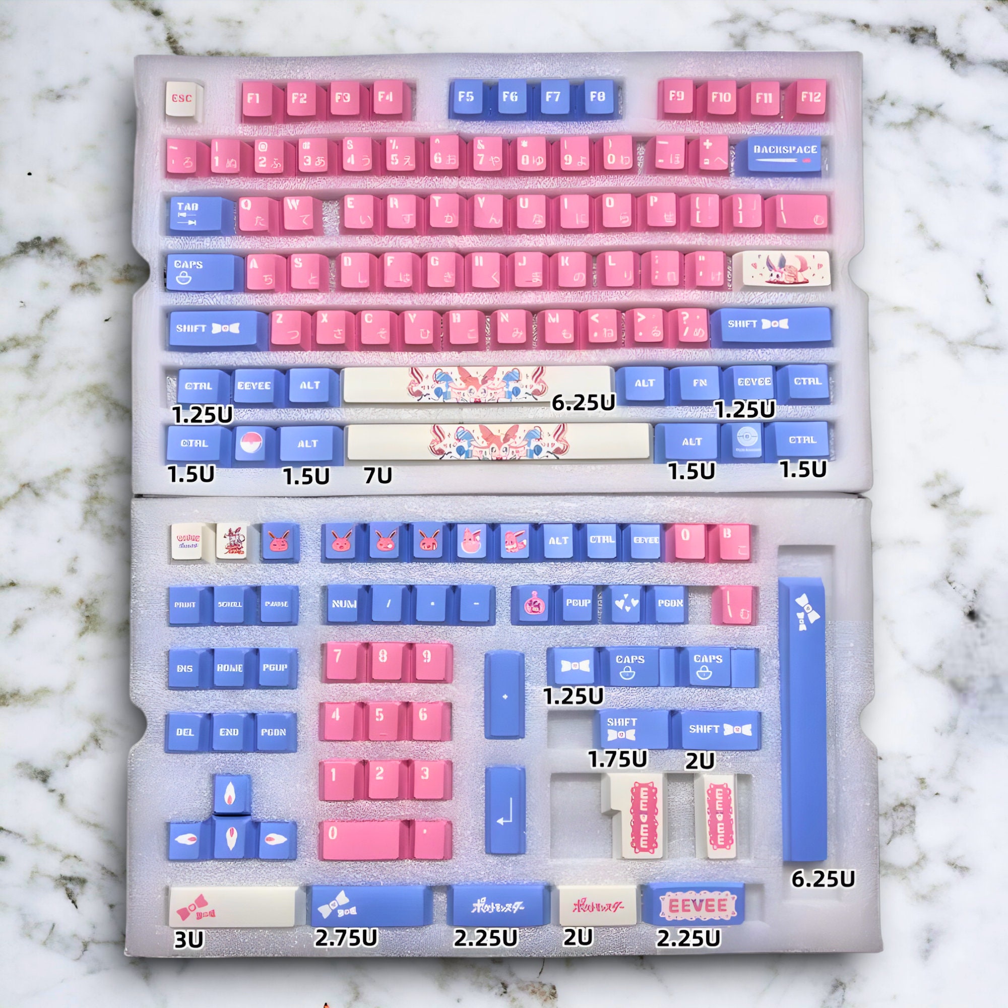 Eevee Pokemon Keycaps Set, Cute Japanese Anime Theme Inspired Gaming ...